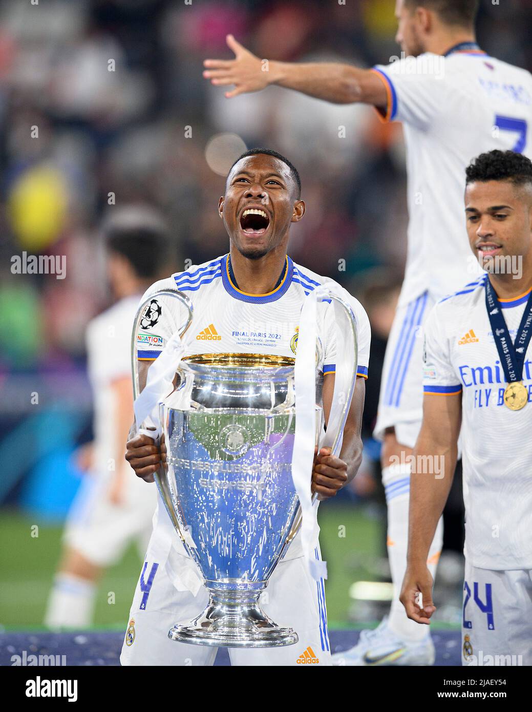 Award ceremony, jubilation David ALABA (Real) with the trophy, Soccer ...