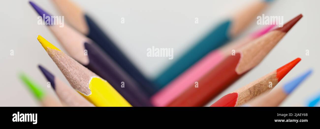 Big assortment of sharpened crayons Stock Photo - Alamy