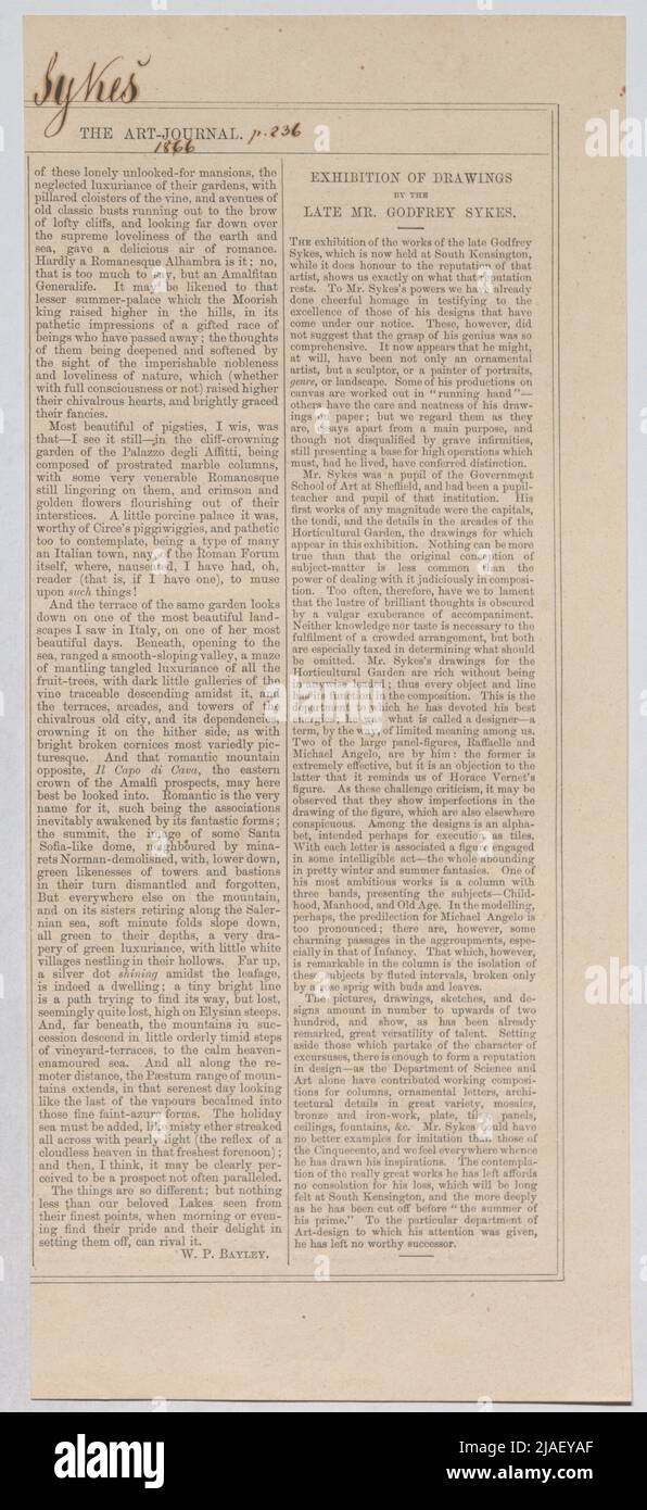 Exhibition of Drawings by the Late Mr. Godfrey Sykes. ". Report on an ...