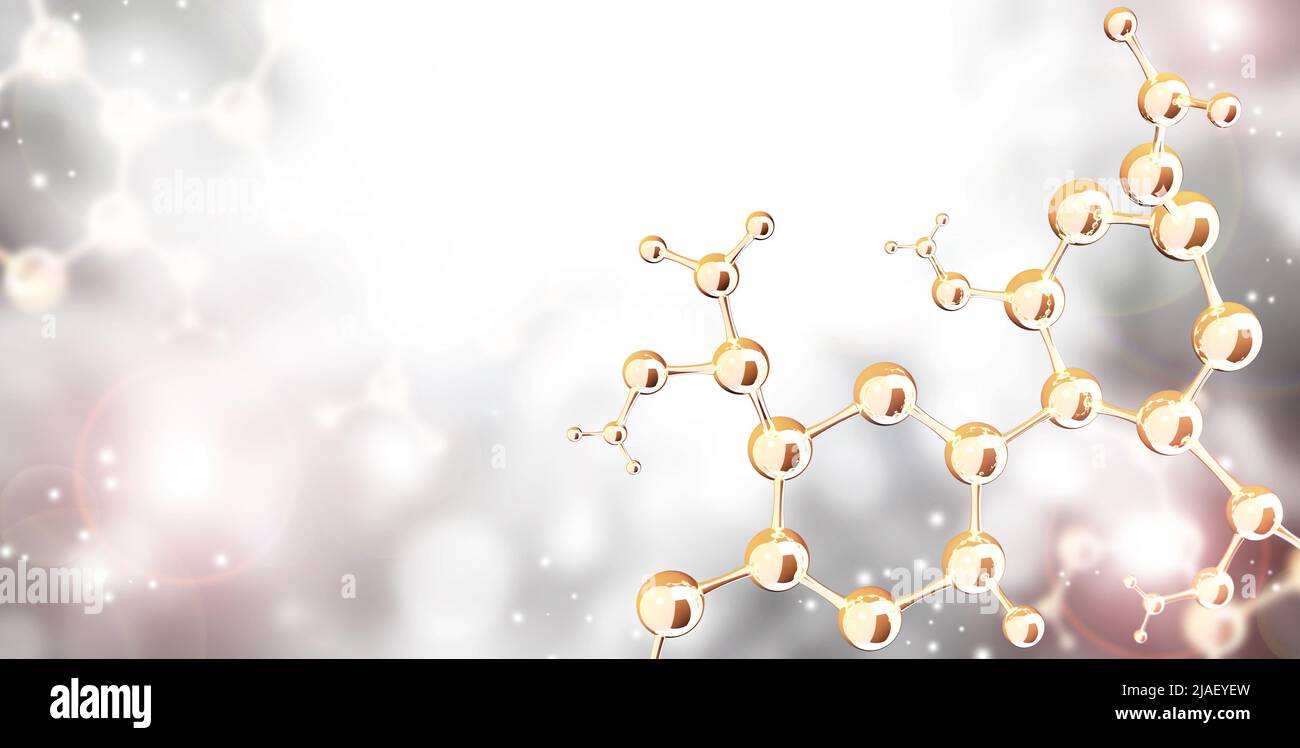 Horizontal banner with model of abstract molecular structure ...