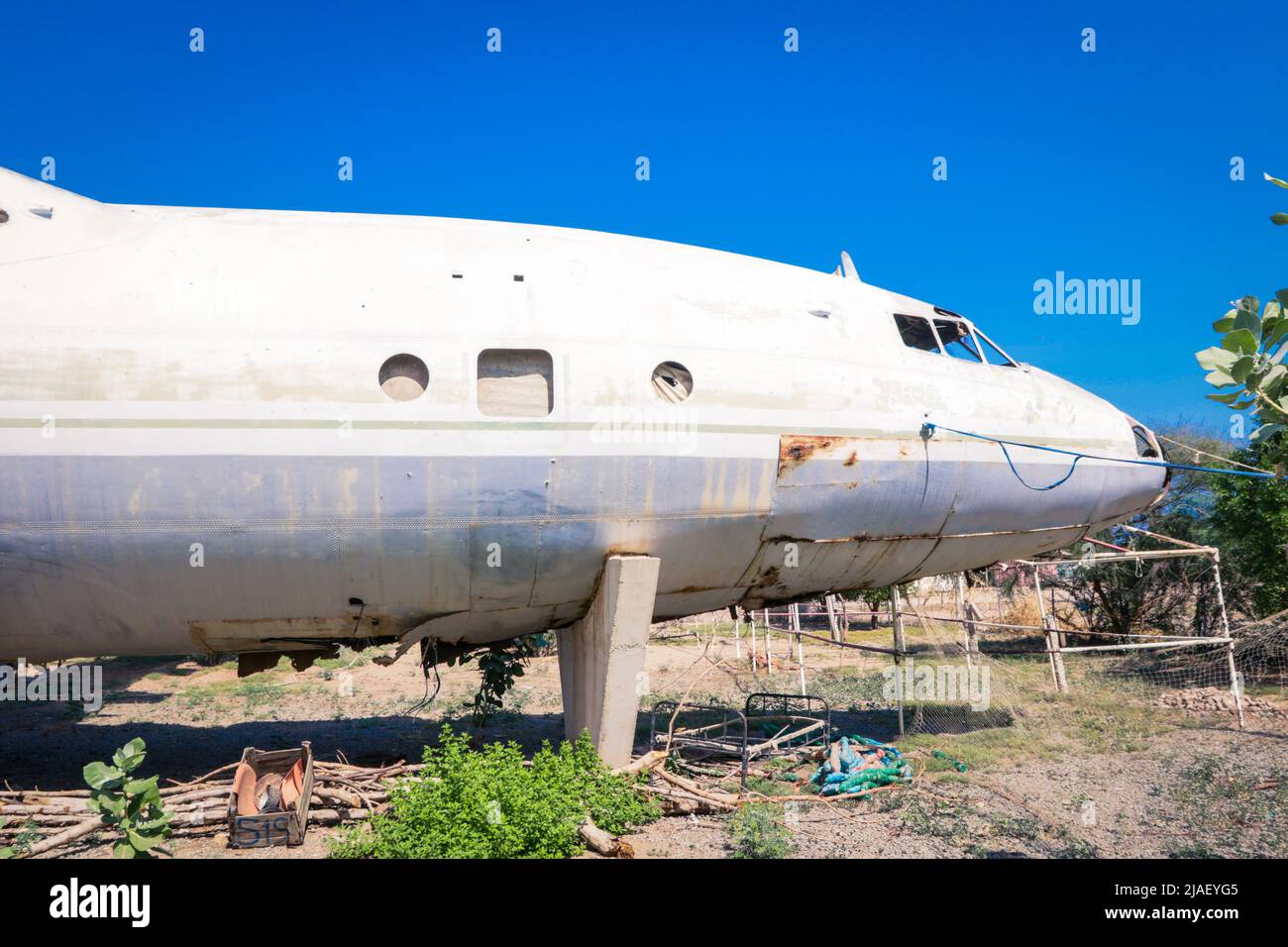 Destroyed Soviet Airplane in the Massawa Old Town, Eritrea Stock Photo ...