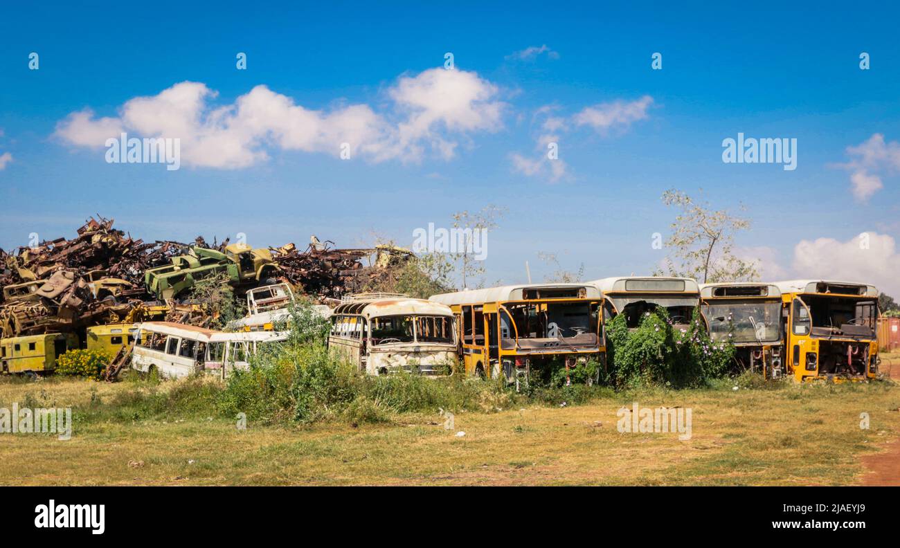 Rusted and Crushed Buses on the Tank Graveyard in Asmara, Eritrea Stock ...