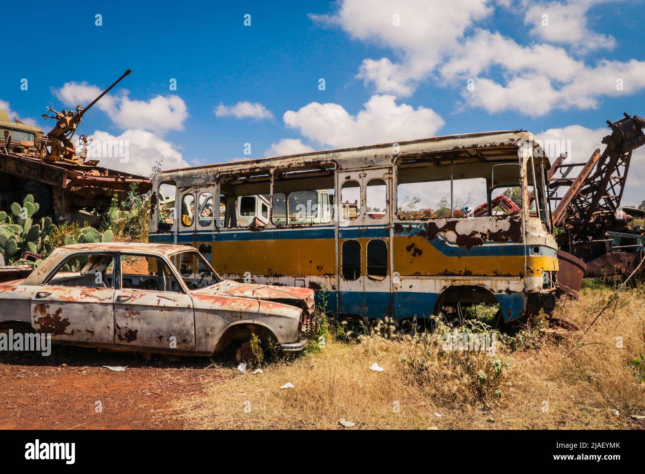 Rusted and Crushed Buses on the Tank Graveyard in Asmara, Eritrea Stock ...
