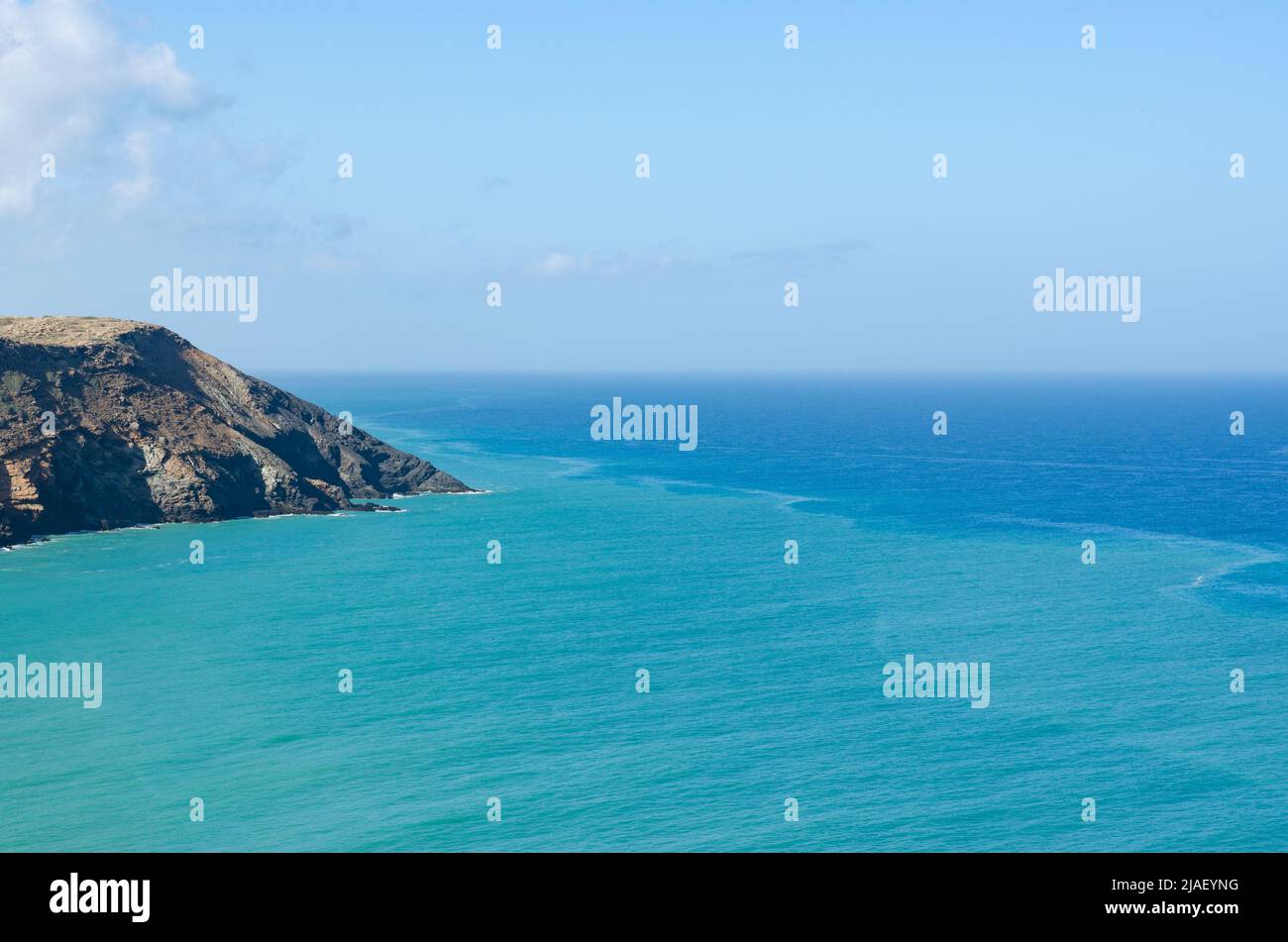 Landscape of the Colombian Caribbean coast in the Guajira desert with ...