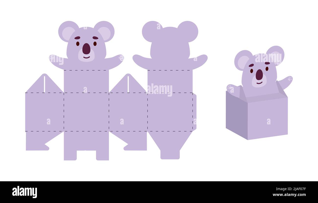 Simple packaging favor box koala design for sweets, candies, small ...