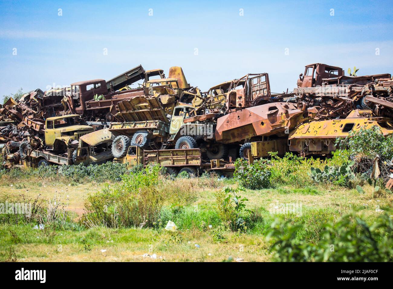 Abandoned Army Tanks on the Tank Graveyard in Asmara, Eritrea Stock ...