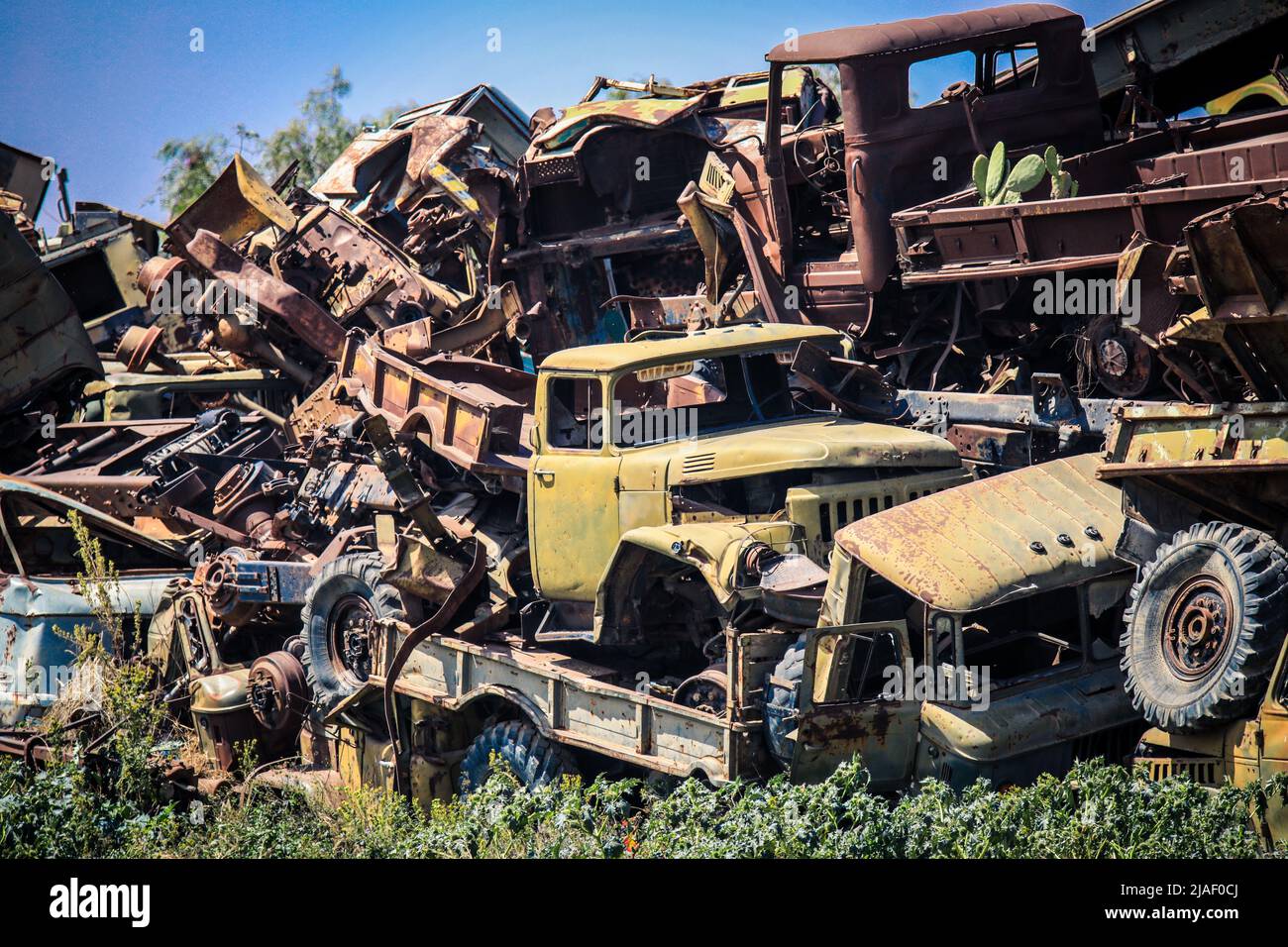 Abandoned Army Tanks on the Tank Graveyard in Asmara, Eritrea Stock ...