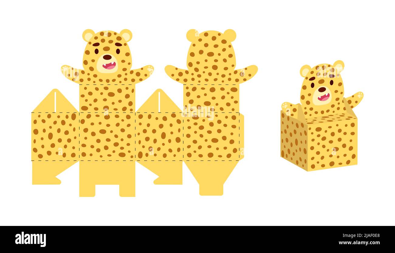 Simple packaging favor box cheetah design for sweets, candies, small ...
