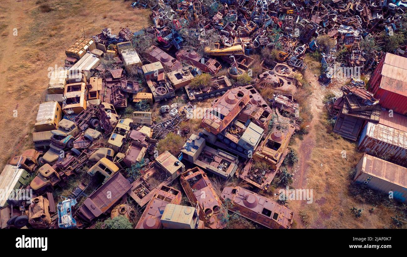 Abandoned Army Tanks on the Tank Graveyard in Asmara, Eritrea Stock ...