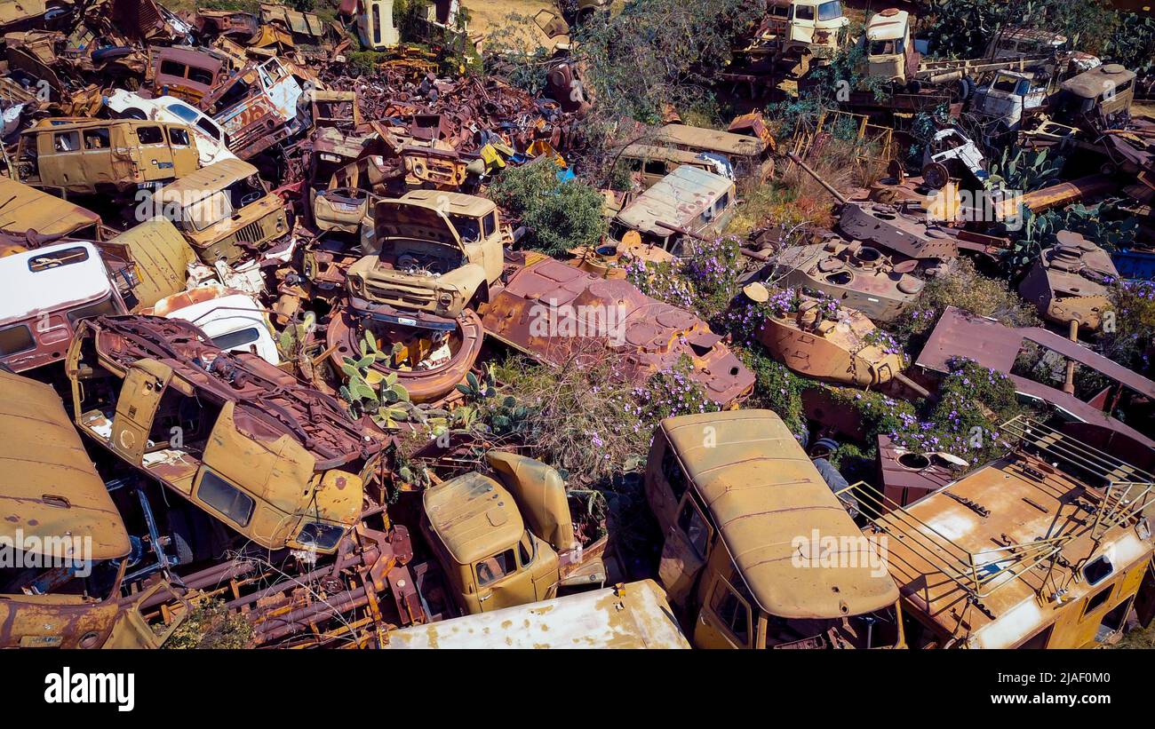 Abandoned Army Tanks on the Tank Graveyard in Asmara, Eritrea Stock ...