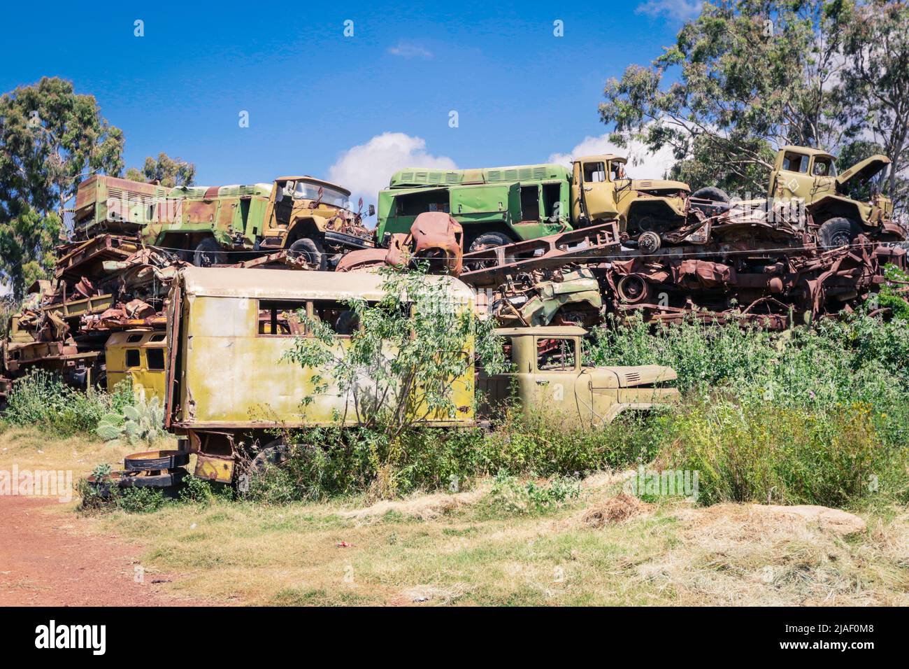 Abandoned Army Tanks on the Tank Graveyard in Asmara, Eritrea Stock ...
