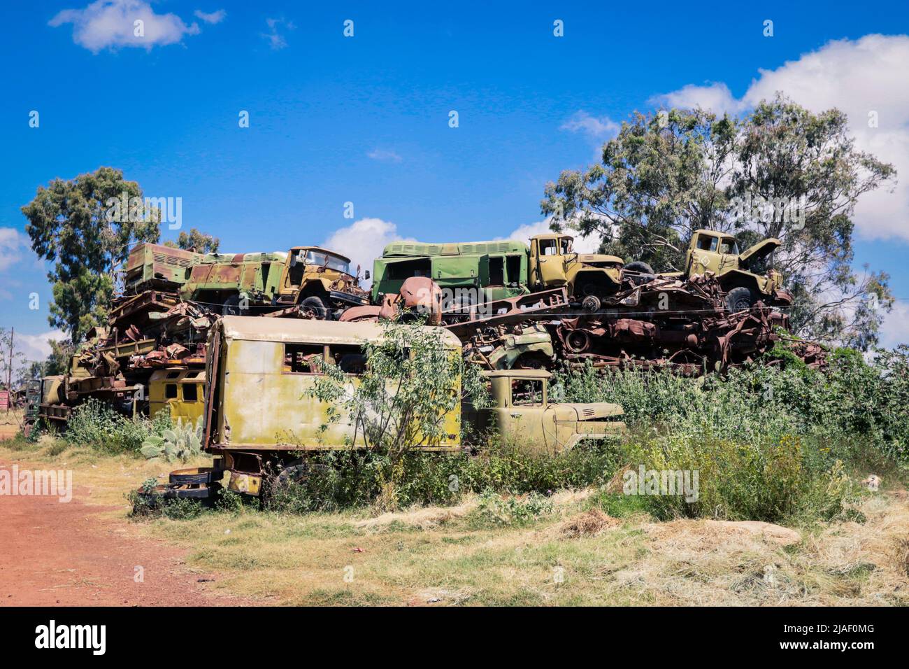 Abandoned Army Tanks on the Tank Graveyard in Asmara, Eritrea Stock ...