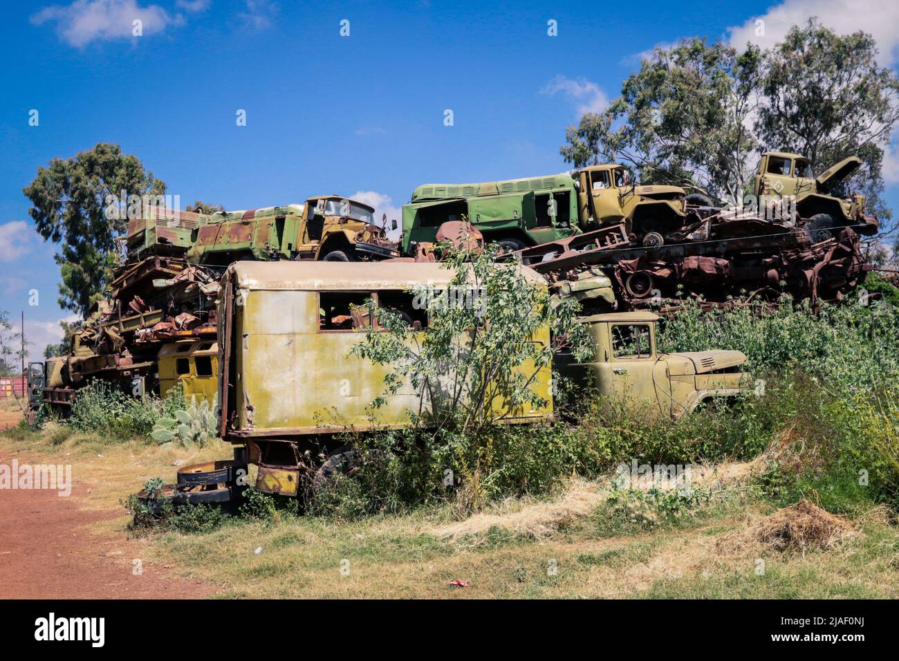 Abandoned Army Tanks on the Tank Graveyard in Asmara, Eritrea Stock ...