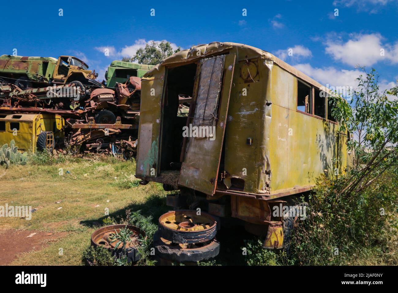 Abandoned Army Tanks on the Tank Graveyard in Asmara, Eritrea Stock ...