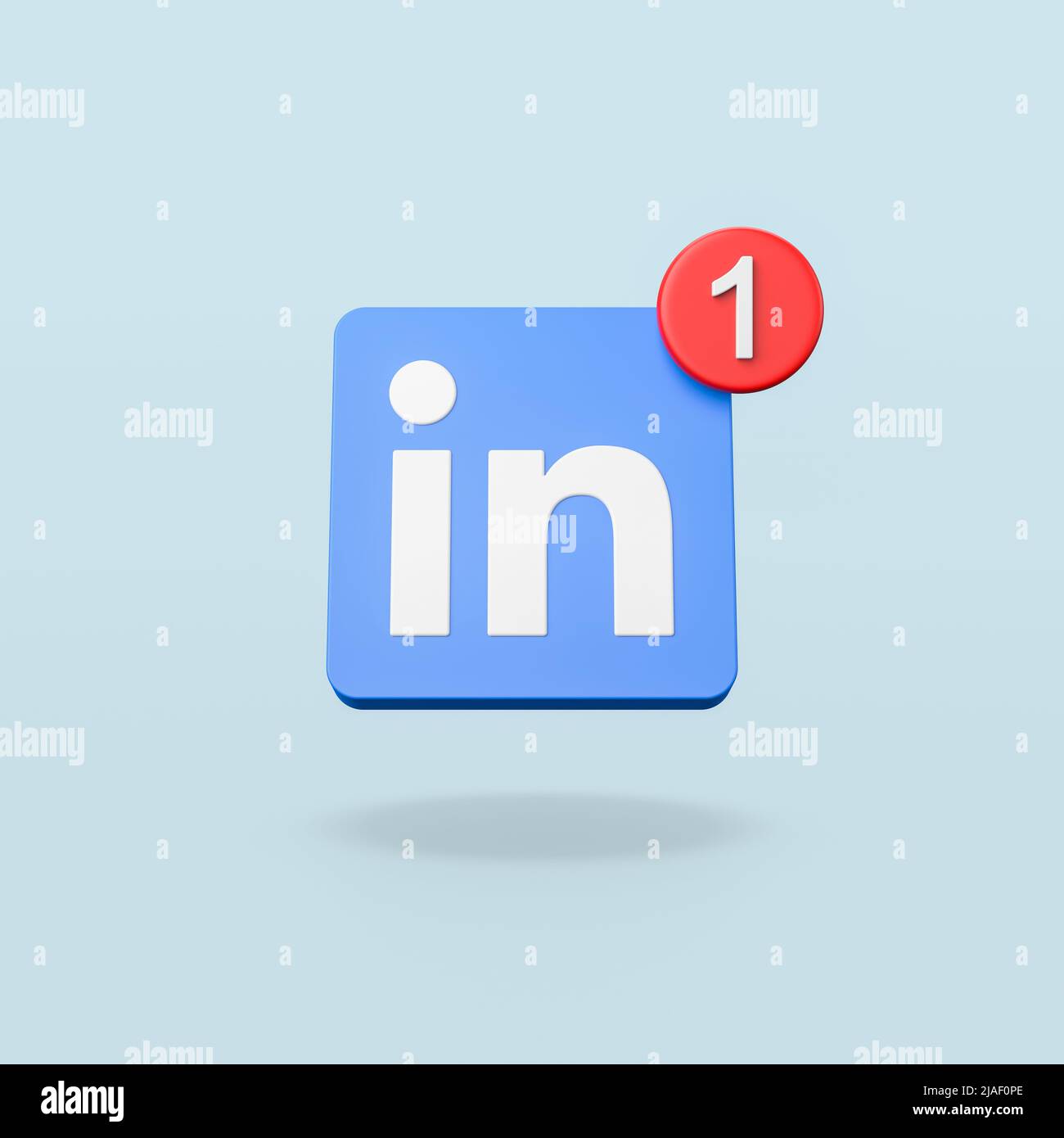 LinkedinLogo with 1 Notification on Blue Background Stock Photo - Alamy