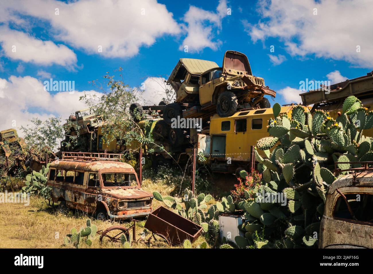 Abandoned Army Tanks on the Tank Graveyard in Asmara, Eritrea Stock ...