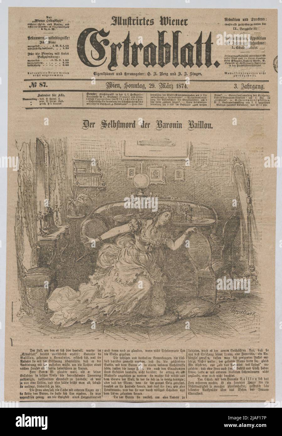 The suicide of the Baronin Baillou (title page of "Illustrirted Wiener ...