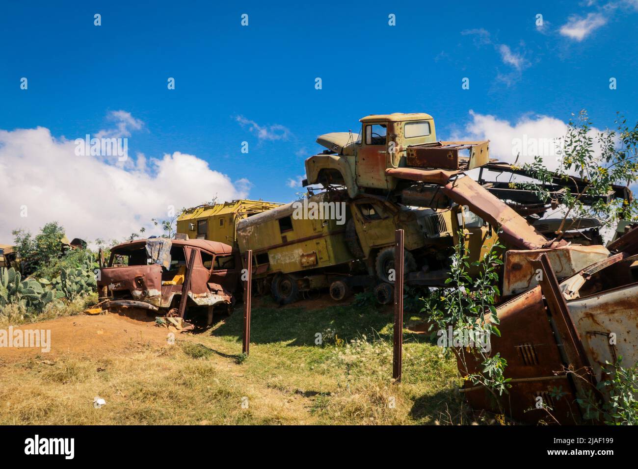 Abandoned Army Tanks on the Tank Graveyard in Asmara, Eritrea Stock ...