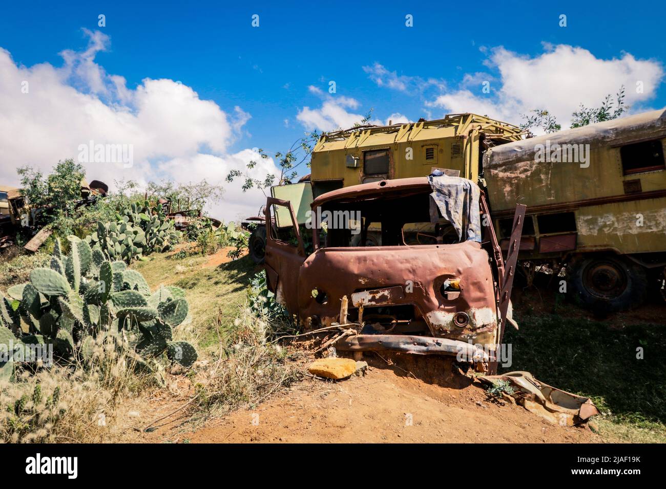 Abandoned Army Tanks on the Tank Graveyard in Asmara, Eritrea Stock ...