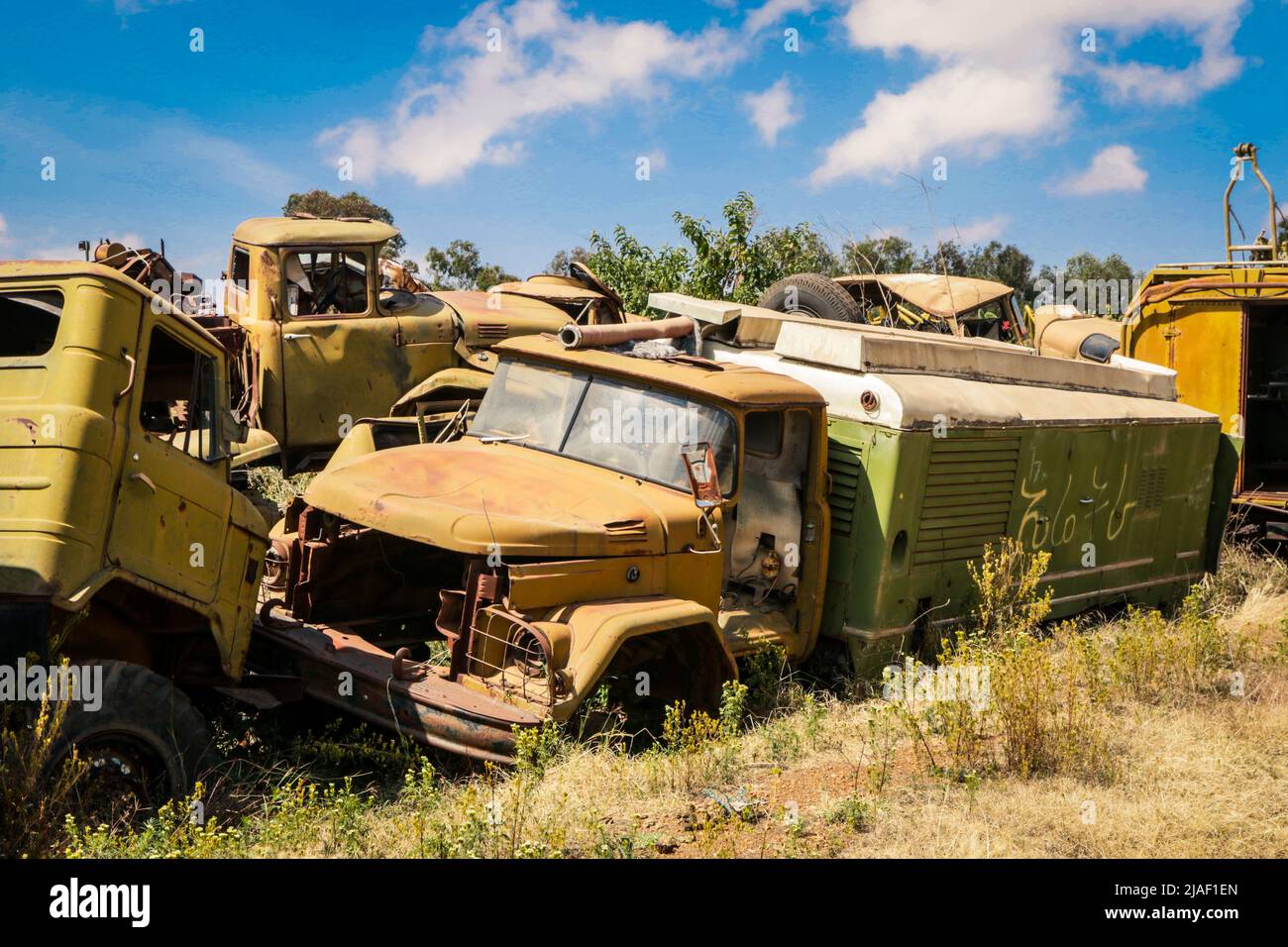Abandoned Army Tanks on the Tank Graveyard in Asmara, Eritrea Stock ...