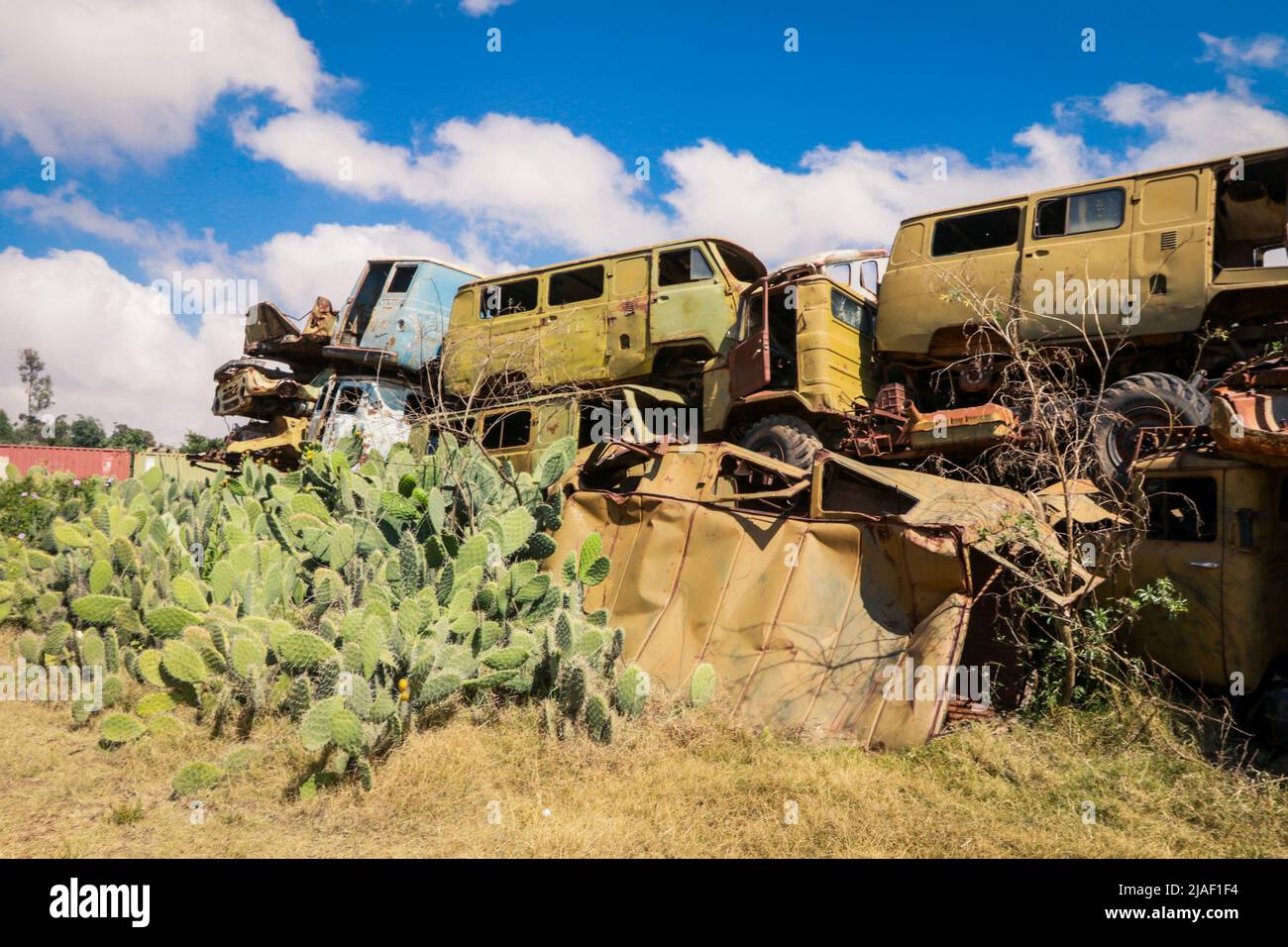 Abandoned Army Tanks on the Tank Graveyard in Asmara, Eritrea Stock ...