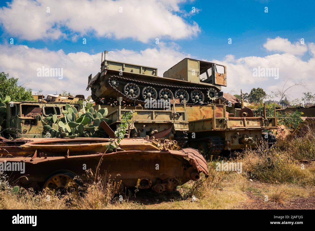Abandoned Army Tanks on the Tank Graveyard in Asmara, Eritrea Stock ...