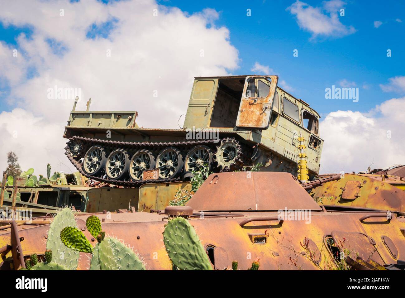 Abandoned Army Tanks on the Tank Graveyard in Asmara, Eritrea Stock ...