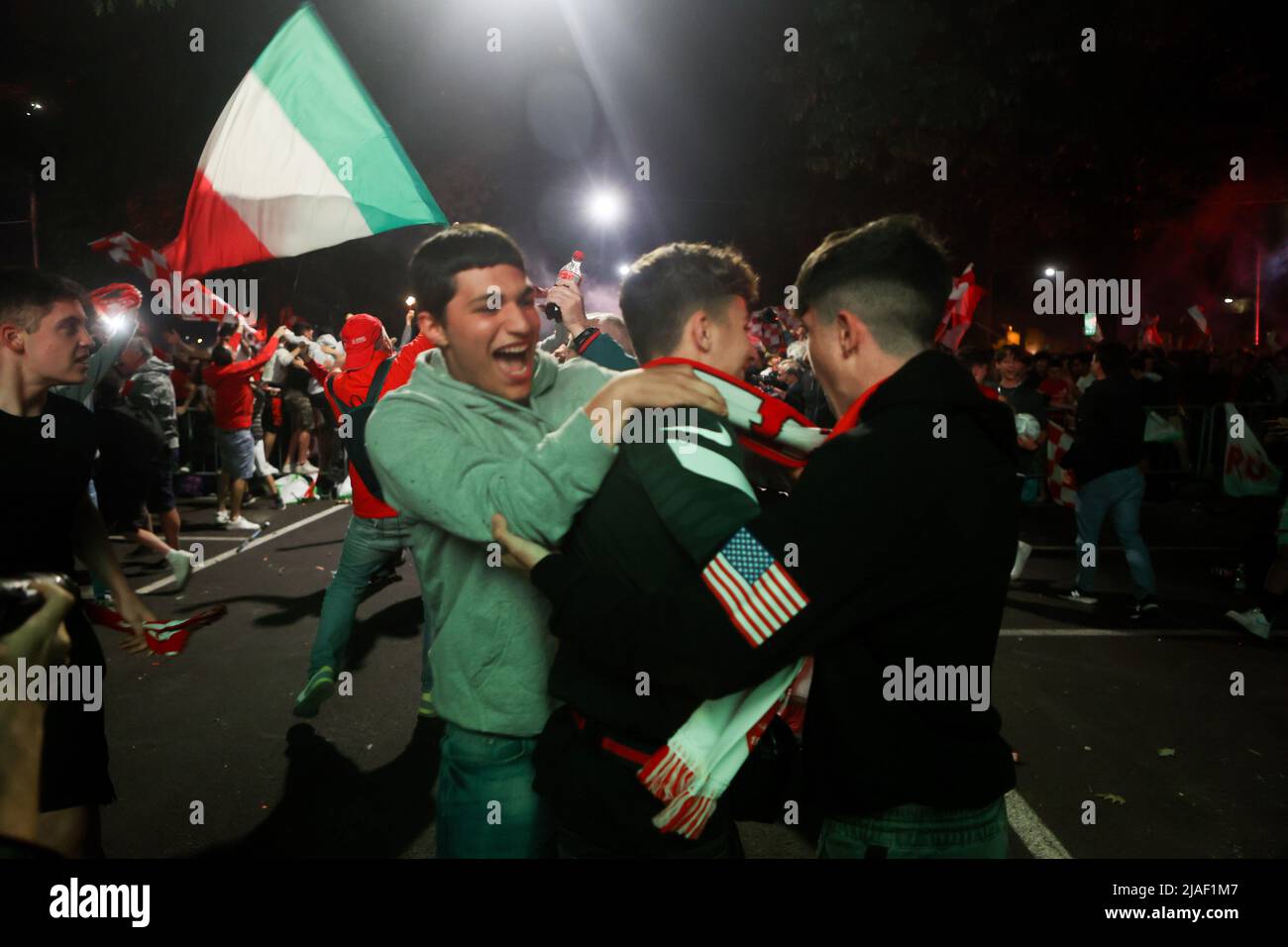 Monza fans celebrate the first historic promotion of Monza Calcio to ...