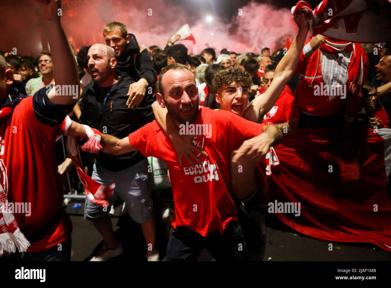 Monza fans celebrate the first historic promotion of Monza Calcio to ...