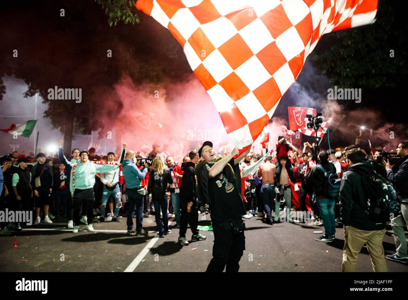 Monza fans celebrate the first historic promotion of Monza Calcio to ...