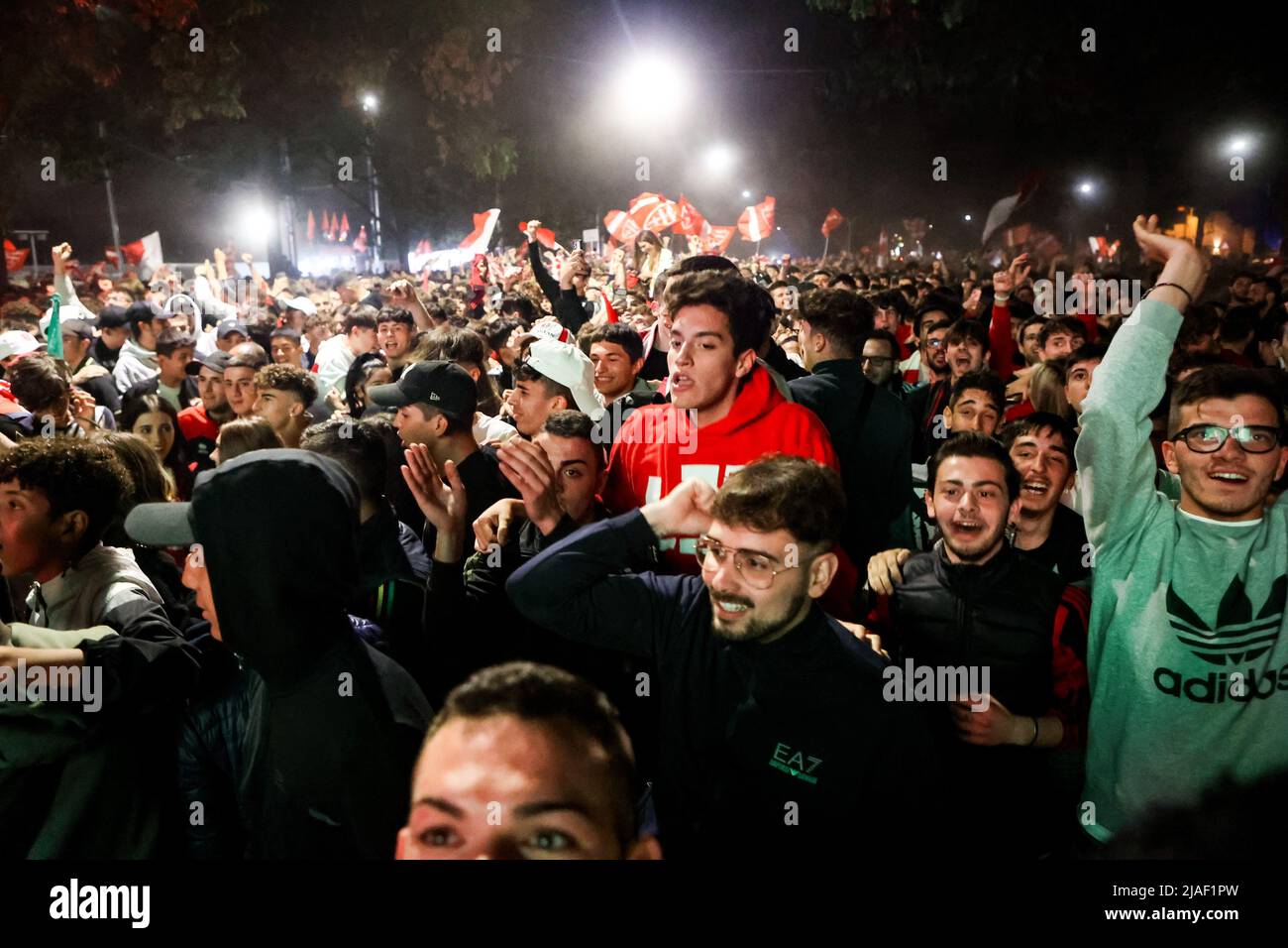 Monza fans celebrate the first historic promotion of Monza Calcio to ...