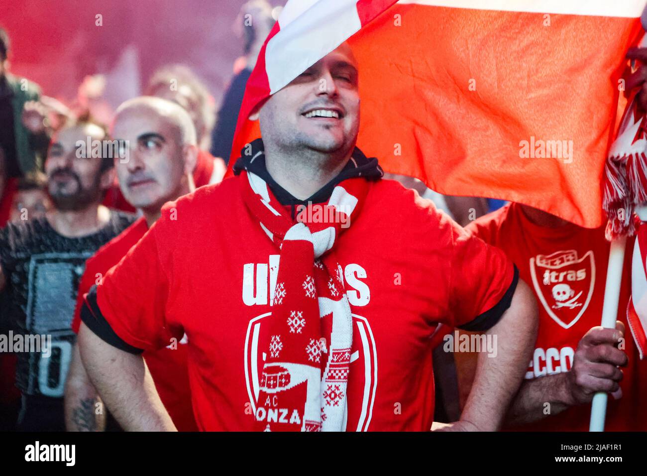 Monza fans celebrate the first historic promotion of Monza Calcio to ...