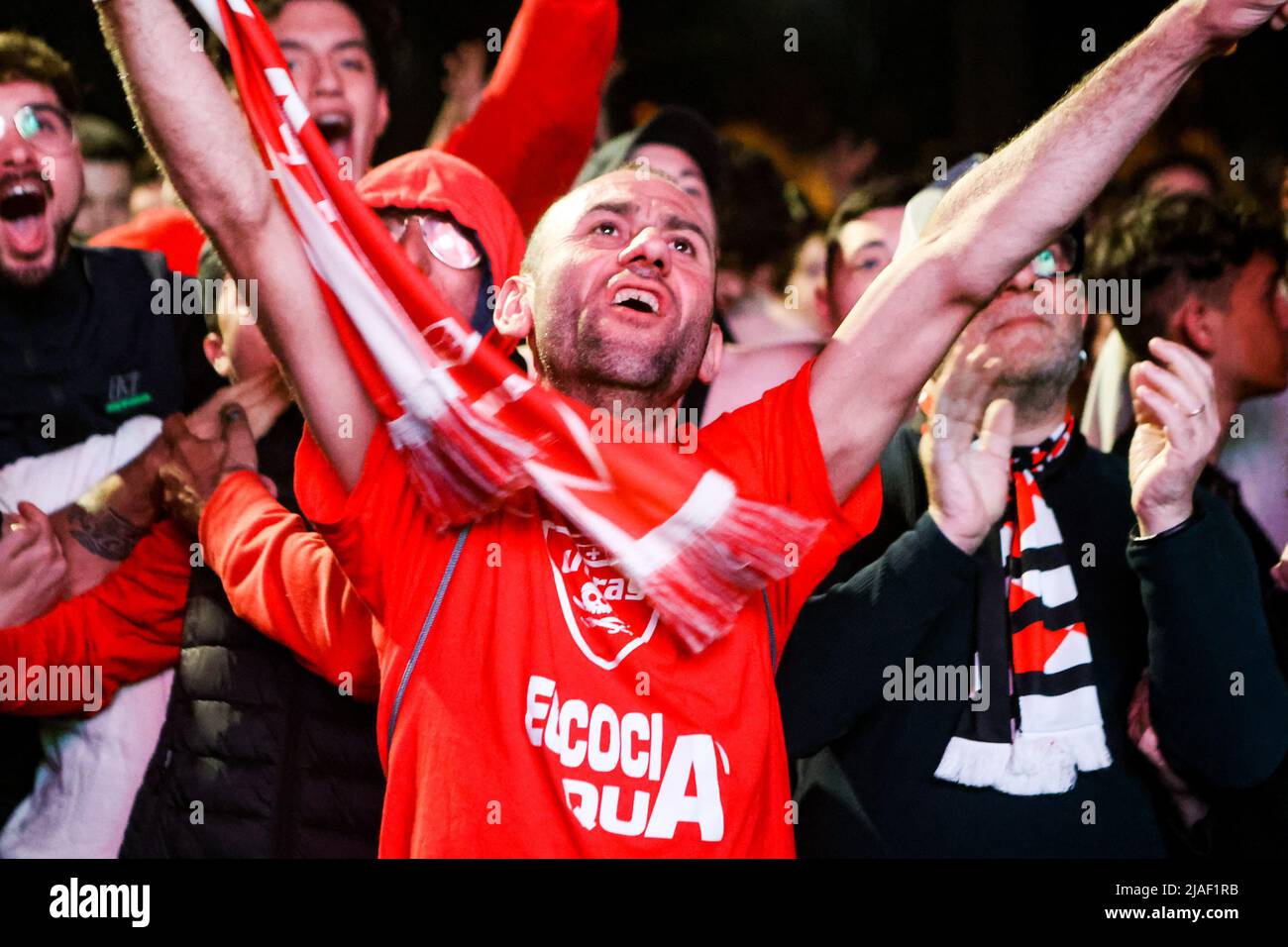 Monza fans celebrate the first historic promotion of Monza Calcio to ...