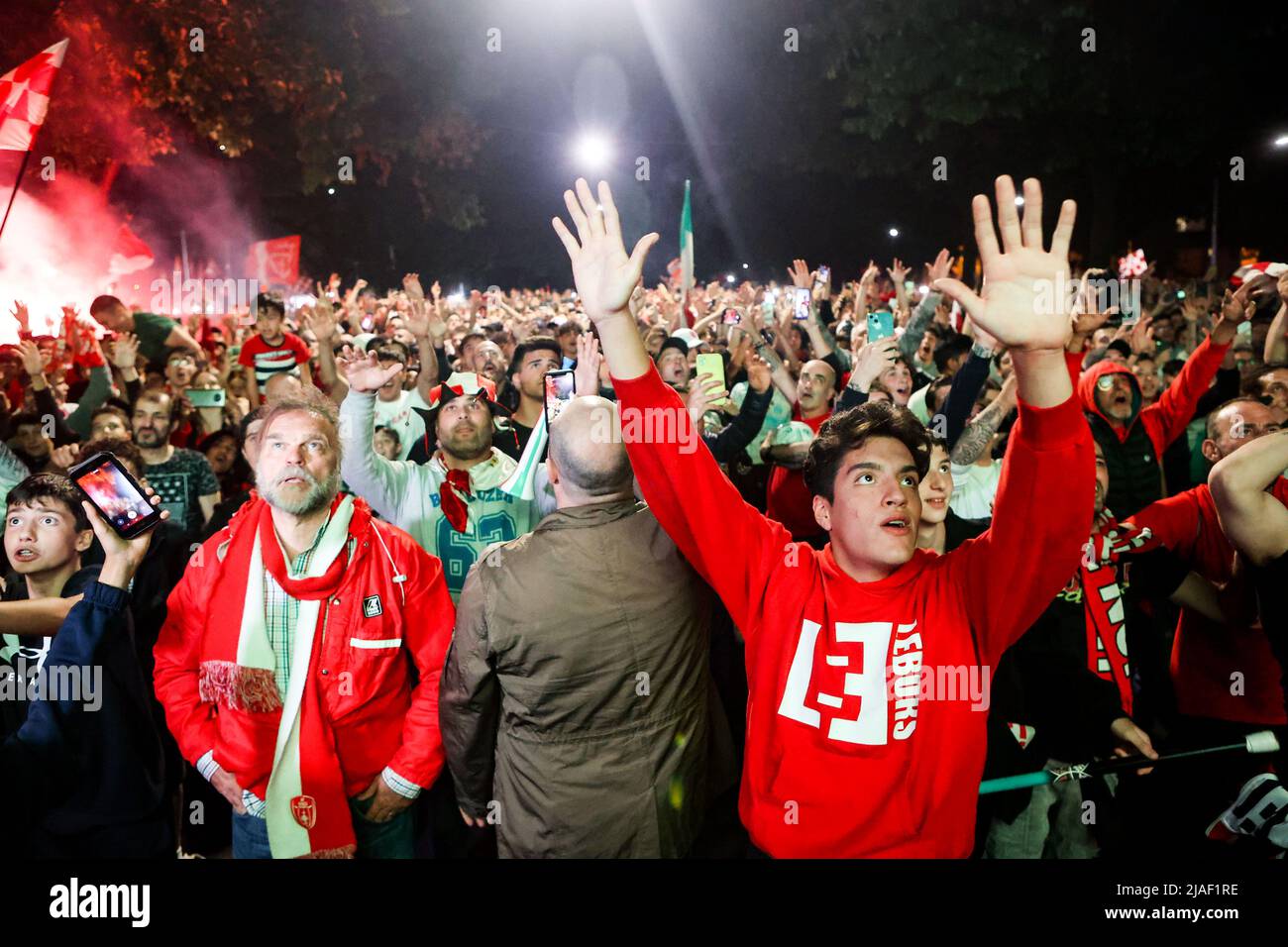 Monza fans celebrate the first historic promotion of Monza Calcio to ...