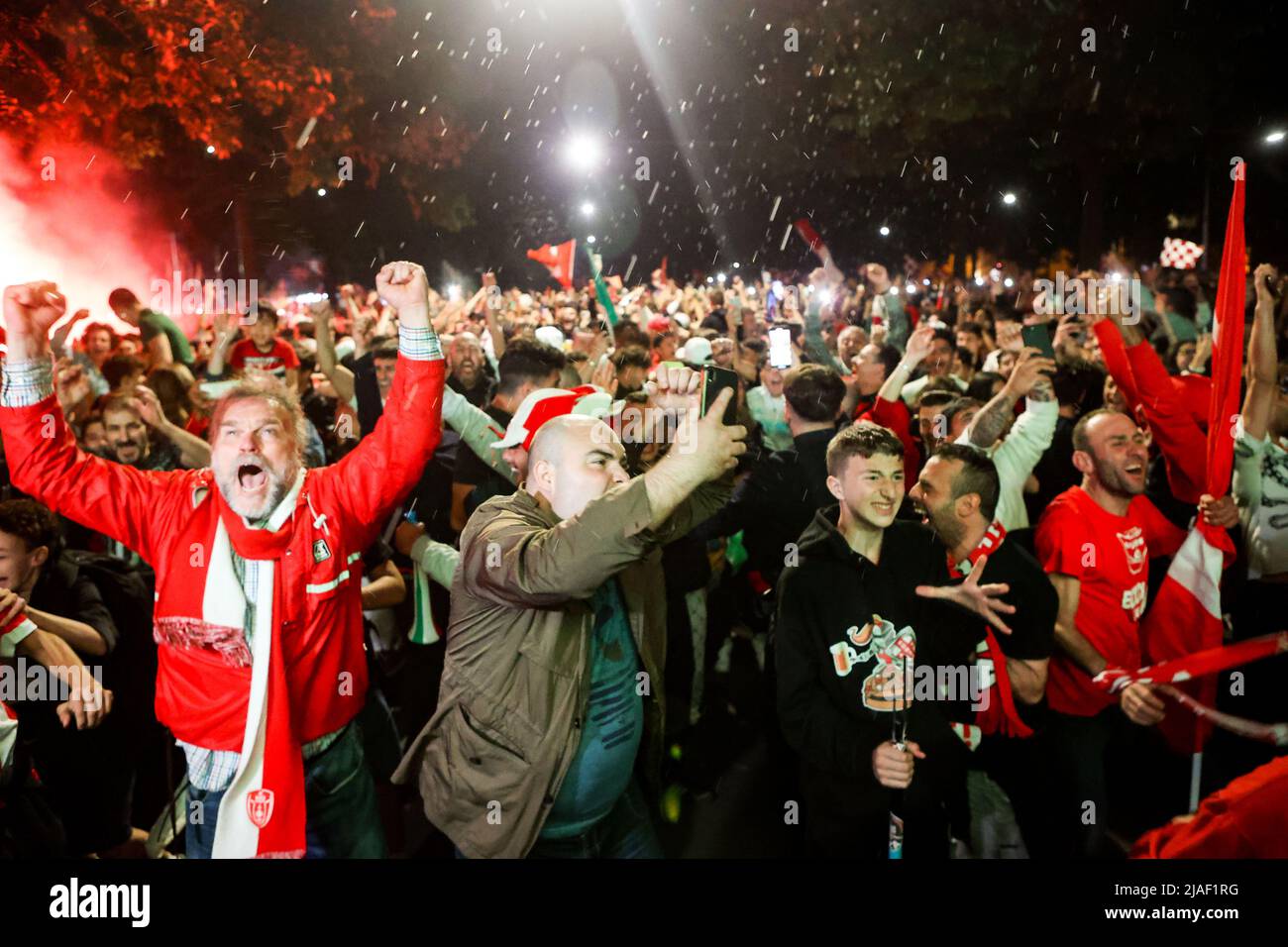 Monza fans celebrate the first historic promotion of Monza Calcio to ...