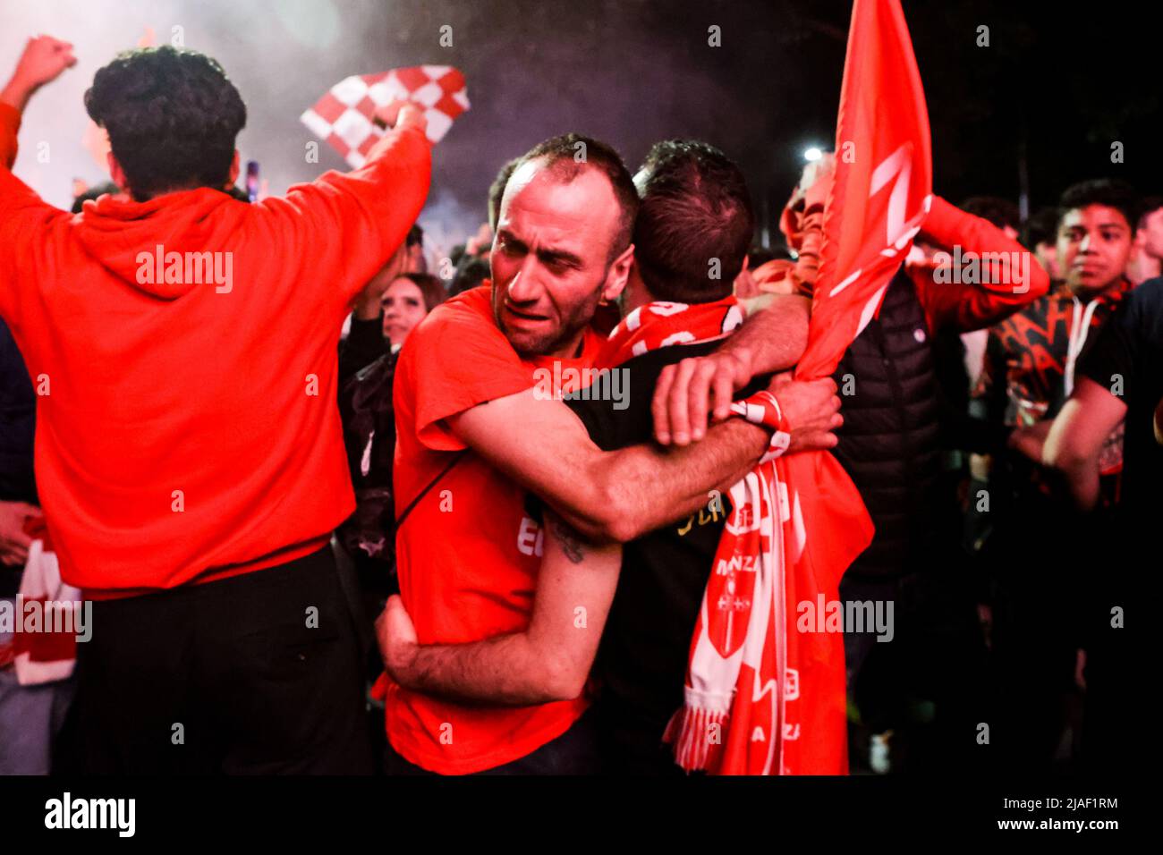 Monza fans celebrate the first historic promotion of Monza Calcio to ...