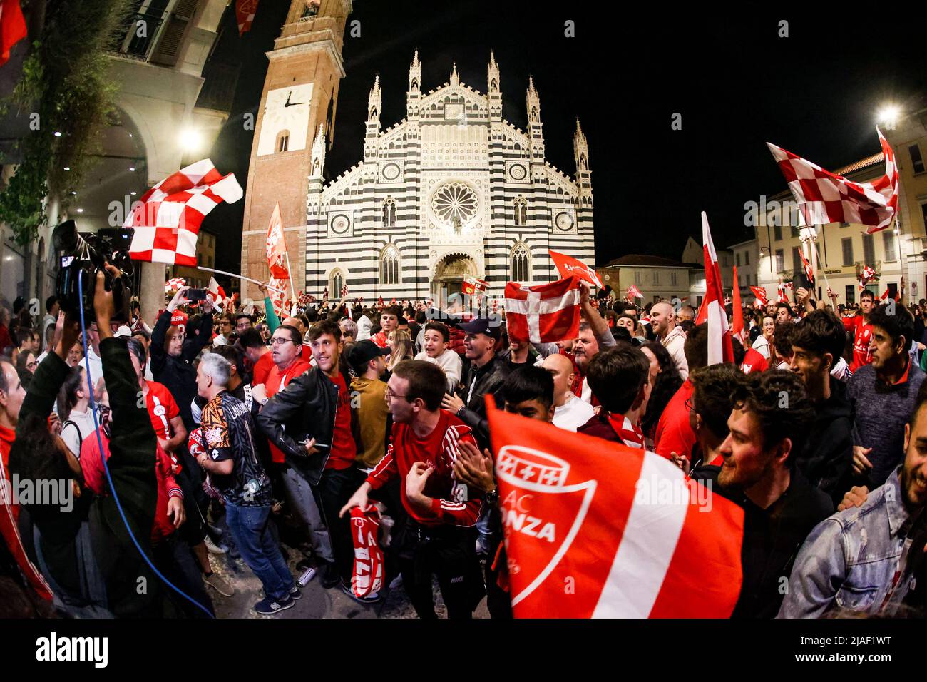 Monza fans celebrate the first historic promotion of Monza Calcio to ...