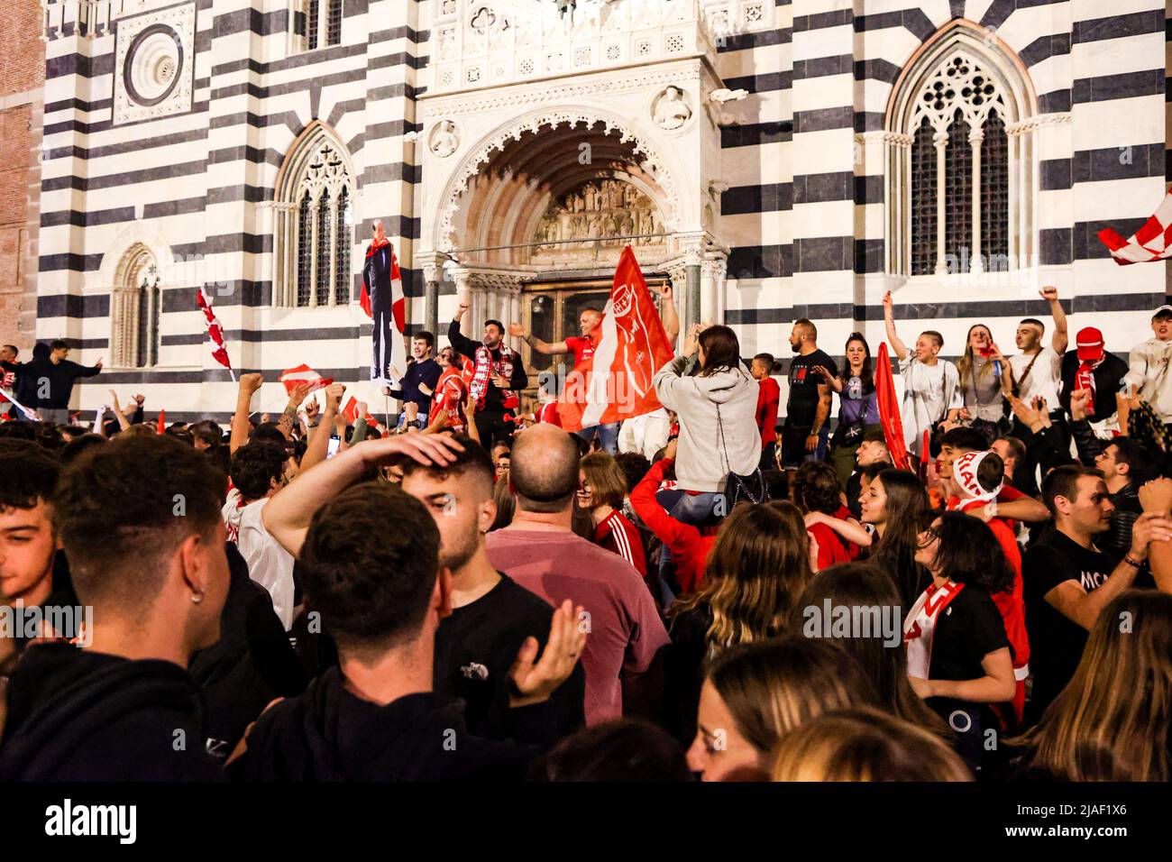 Monza fans celebrate the first historic promotion of Monza Calcio to ...