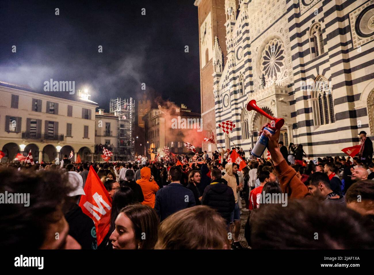Monza fans celebrate the first historic promotion of Monza Calcio to ...