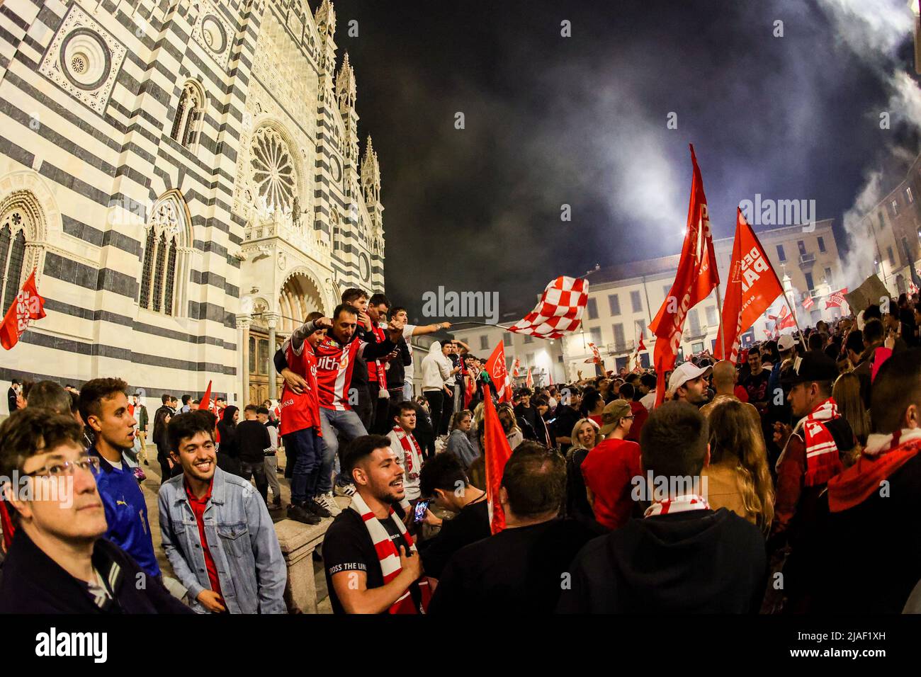 Monza fans celebrate the first historic promotion of Monza Calcio to ...