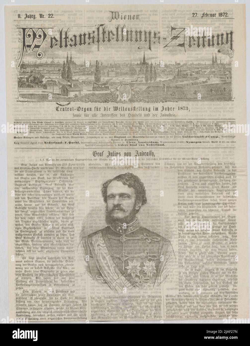 Count Julius von Andrassy ("Wiener Welt exhibition newspaper"). Unknown ...