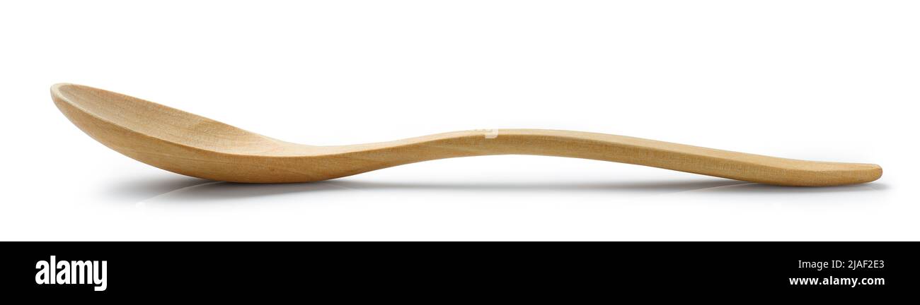 new empty wooden spoon isolated on white background, front view Stock ...