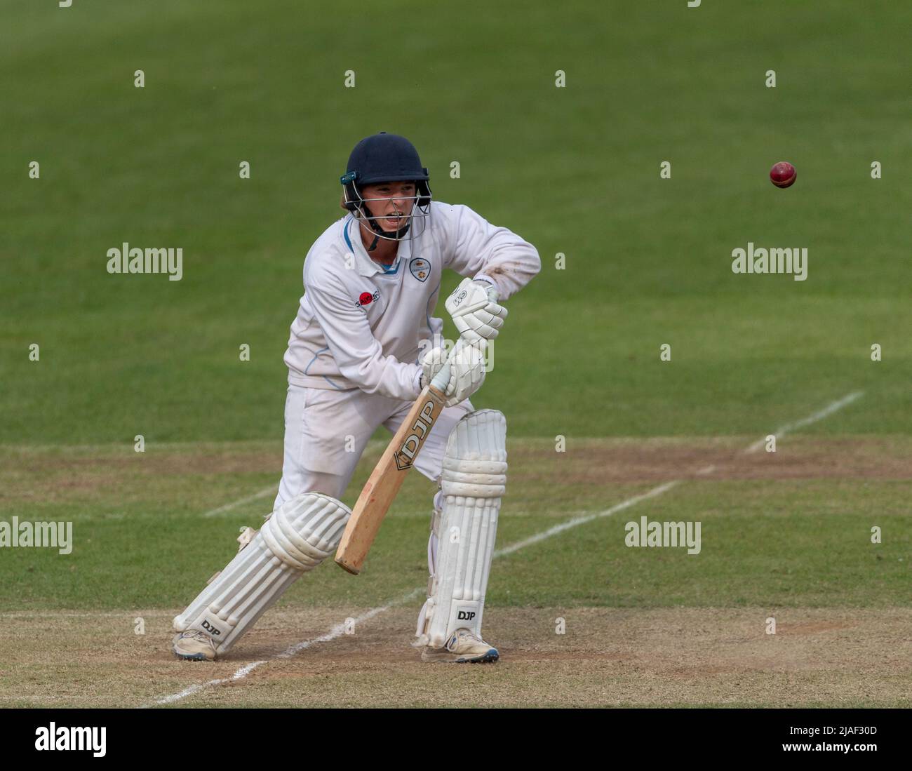 Harry Caton batting for Derbyshire CCC 2nd XI against Durham in a ...