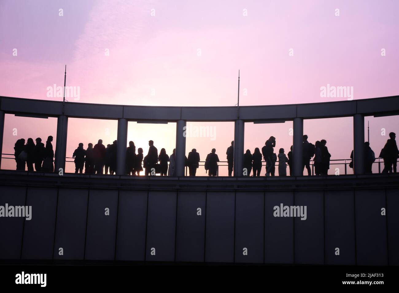 People on the observation deck of Umeda Sky Building, Osaka, Japan ...