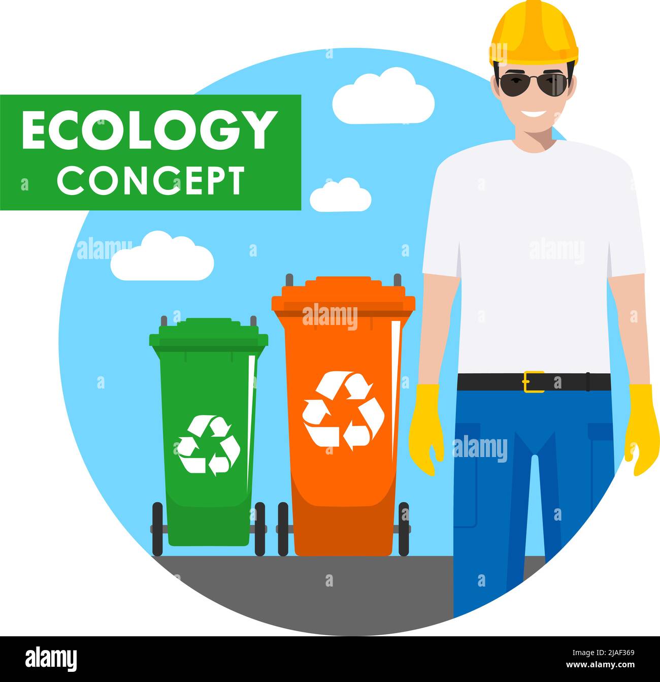 Detailed illustration of garbage collector and different types of ...
