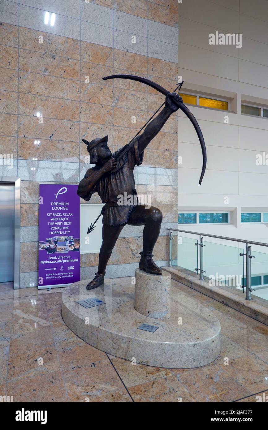 Statue of Robin Hood firing bow and arrow, at Robin Hood Doncaster ...