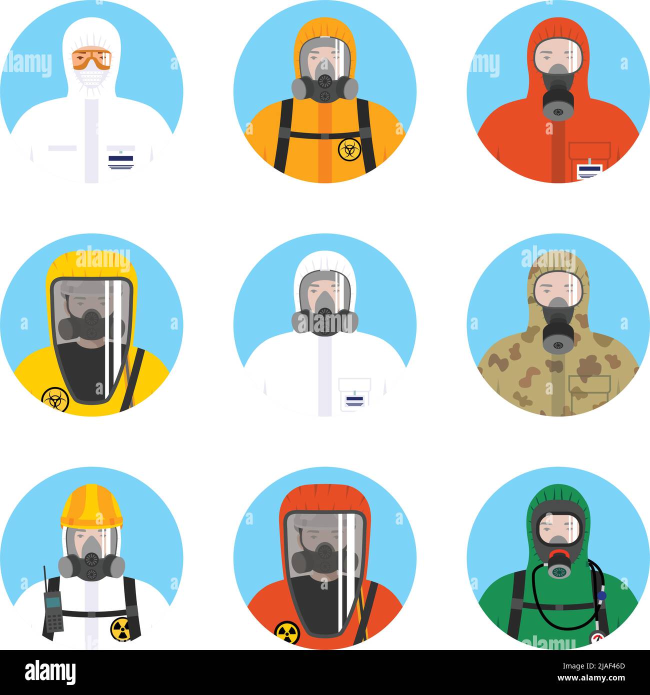 Nuclear industry concept. Set of colorful avatars of workers in ...