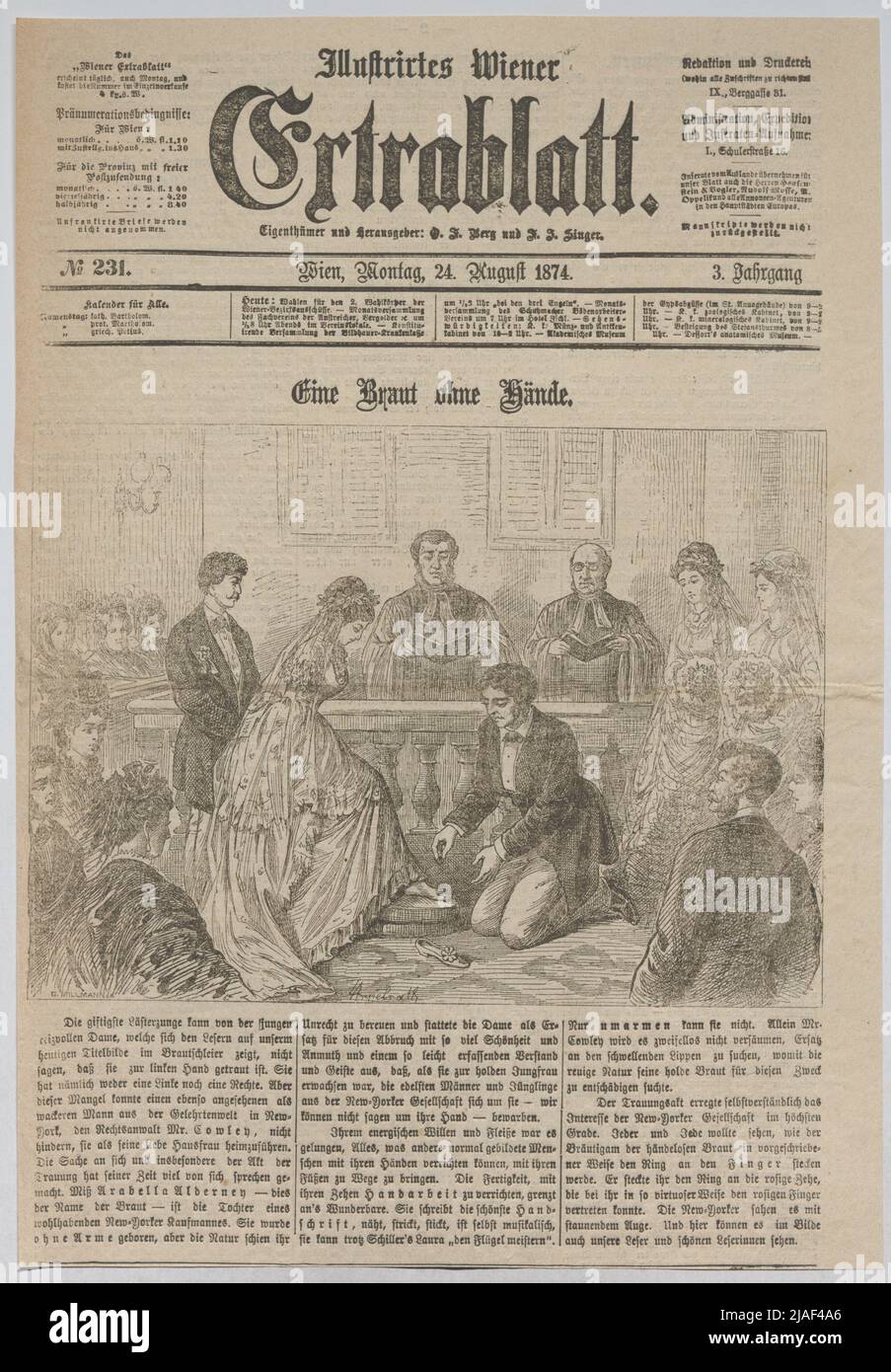 A bride without hands (title page of "Illustrirted Wiener Extrablatt ...