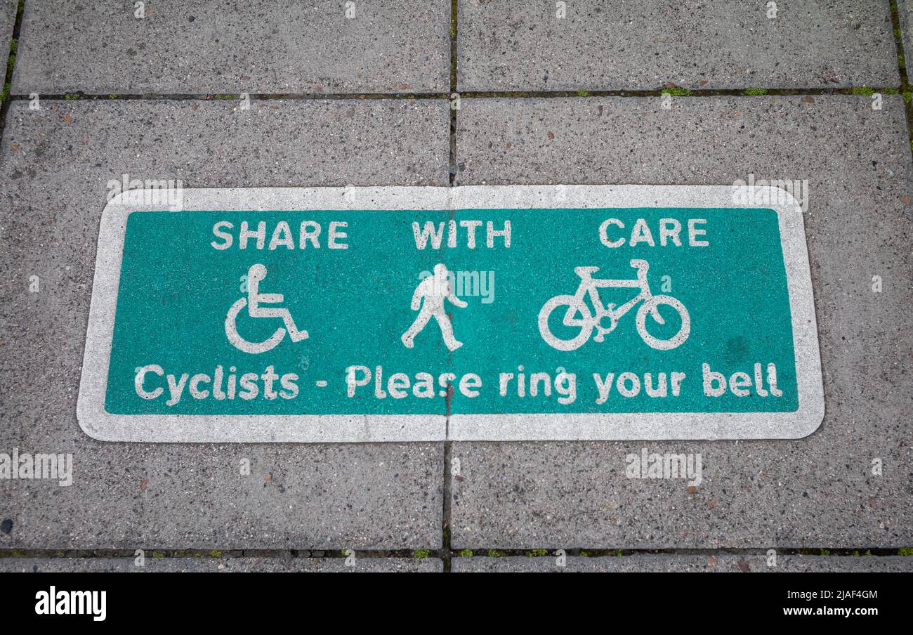 A road sign in England marking a shared pathway for disabled, people ...