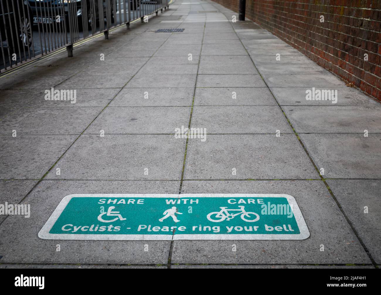 A road sign in England marking a shared pathway for disabled, people ...